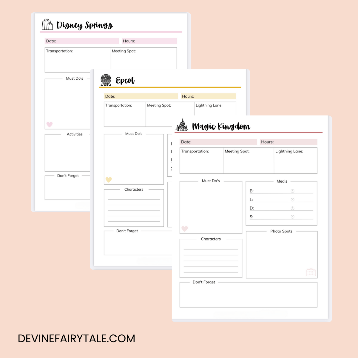 Free Theme Park Planning Pages to Plan Your Disney World Vacation